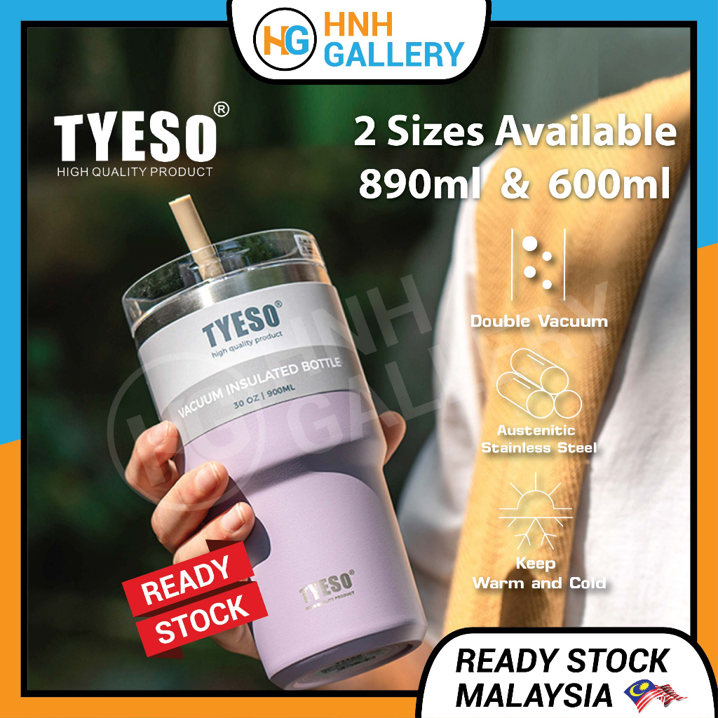 🟠TYESO🟠 Stainless Steel Tumbler Thermos Cup With Straw Water Bottle ...