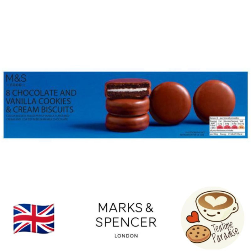 Marks & Spencer (M&S) 8 Chocolate And Vanilla Cookie & Cream Biscuits ...
