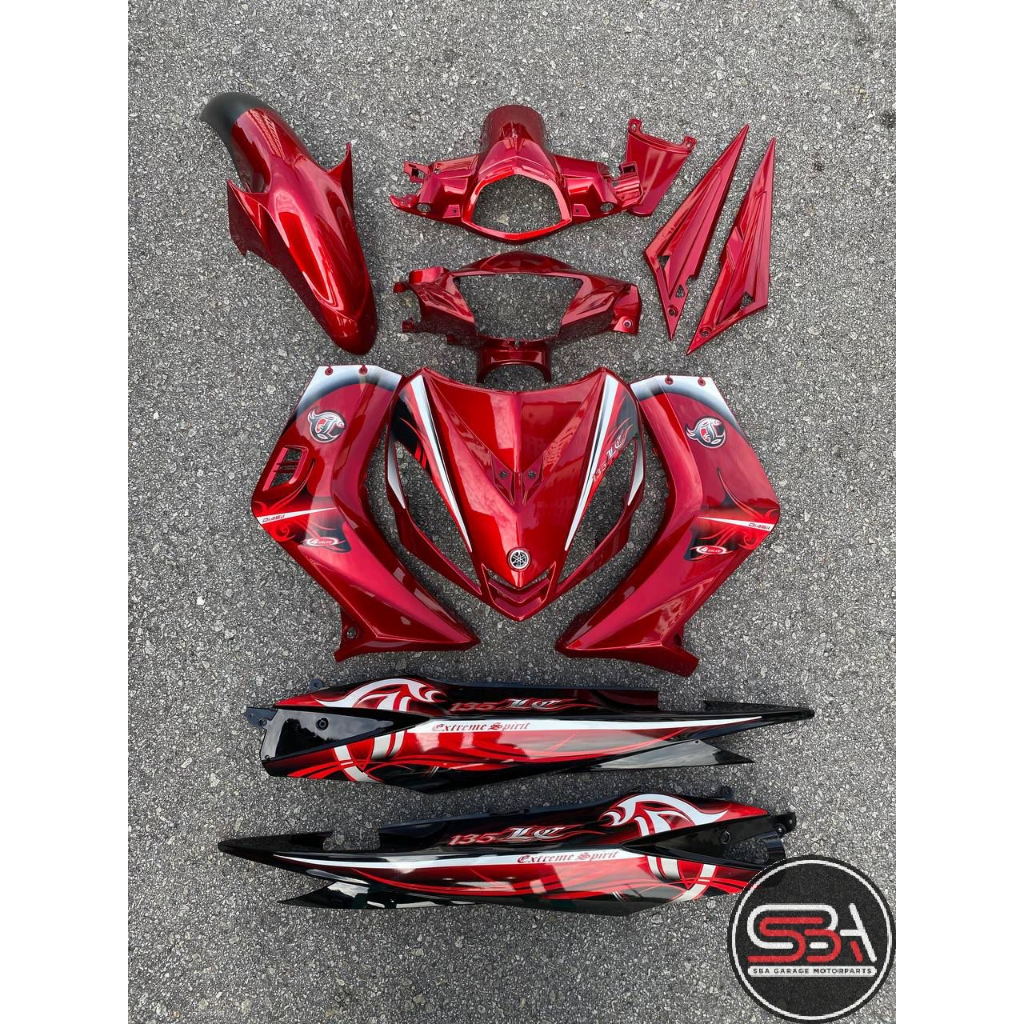 Coverset Bodyset Yamaha Lc135 Lc V1 Merah Maroon Batik Original 100