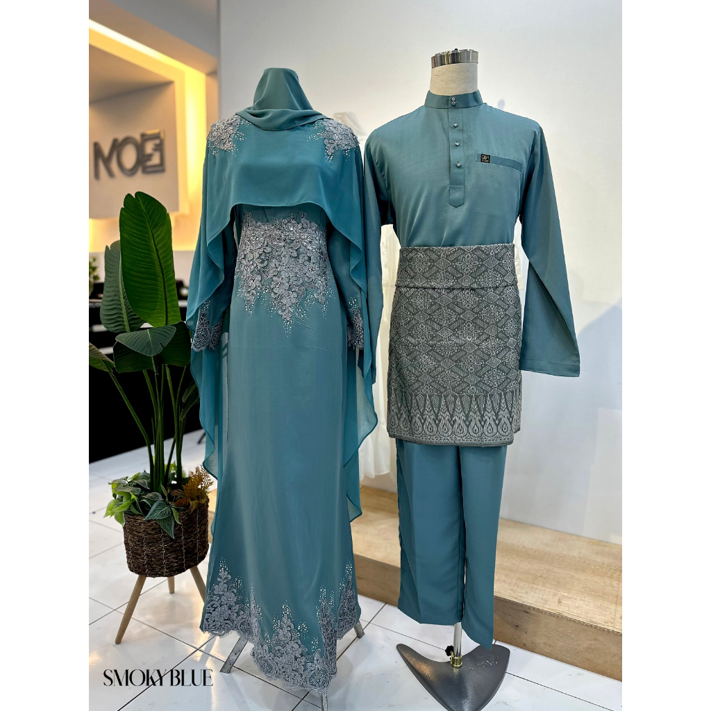 7 𝐈𝐓𝐄𝐌 - 𝟏 𝐇𝐀𝐑𝐆𝐀 Bridal Set DRESS ASTIANA In SMOKE BLUE | Nikah Kahwin ...