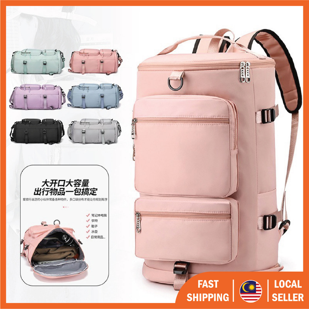 Travel Bag 3 Ways Carry Luggage Backpack Water Resistant Wet Pocket ...