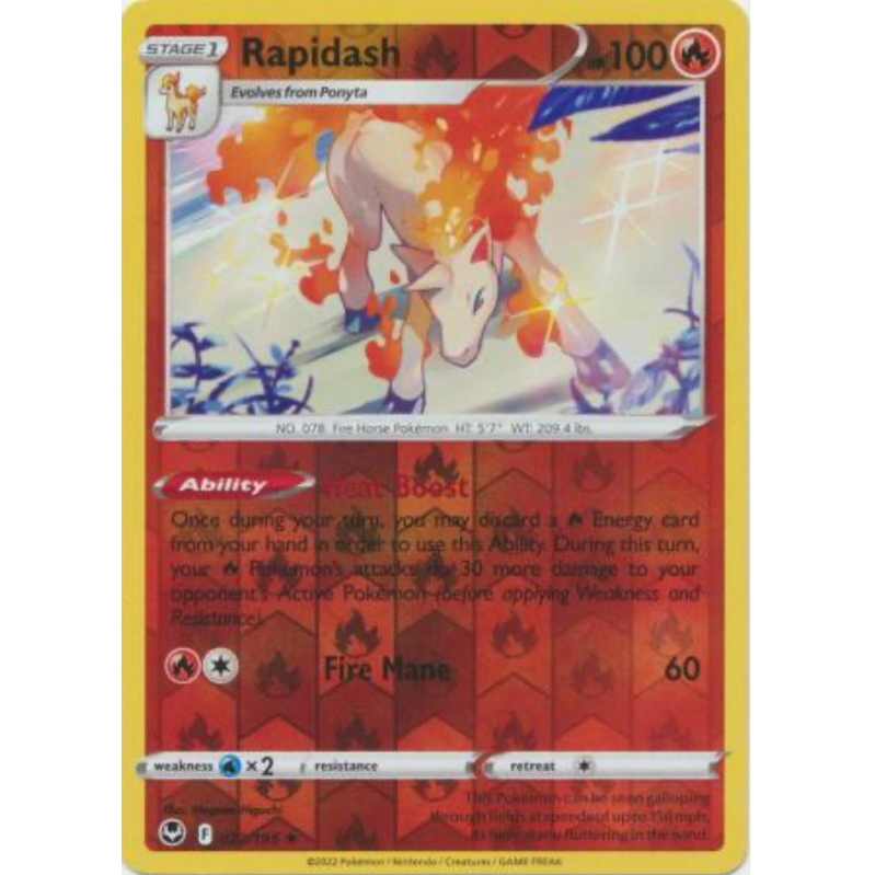 Pokemon TCG - Sword & Shield | Silver Tempest | Rapidash - 022/195 ...
