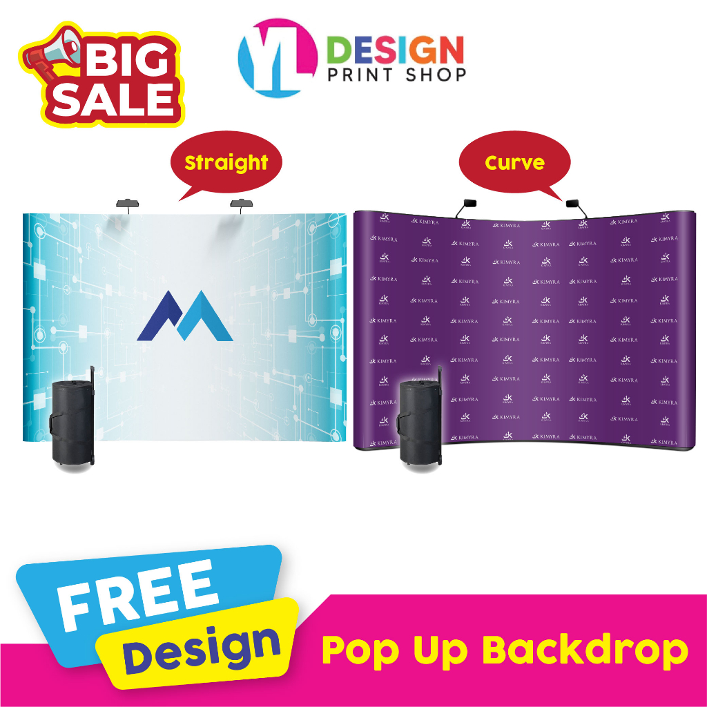 Pop Up Backdrop Curve/Straight (Printing With FREE Design) | Shopee ...