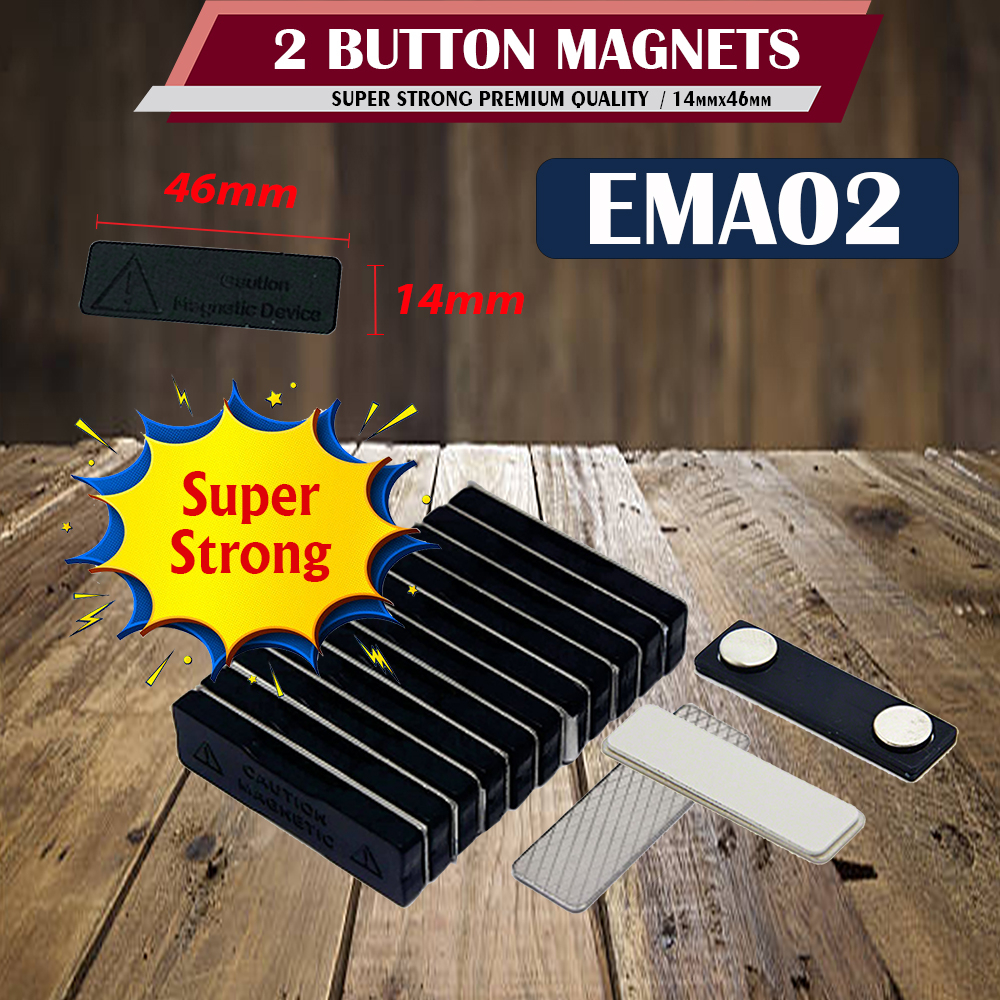2 NEODYMIUM MAGNETS (Wholesale) 45mm x 13mm (Super Strong Range) FOR NAME TAGS and BADGES with ...