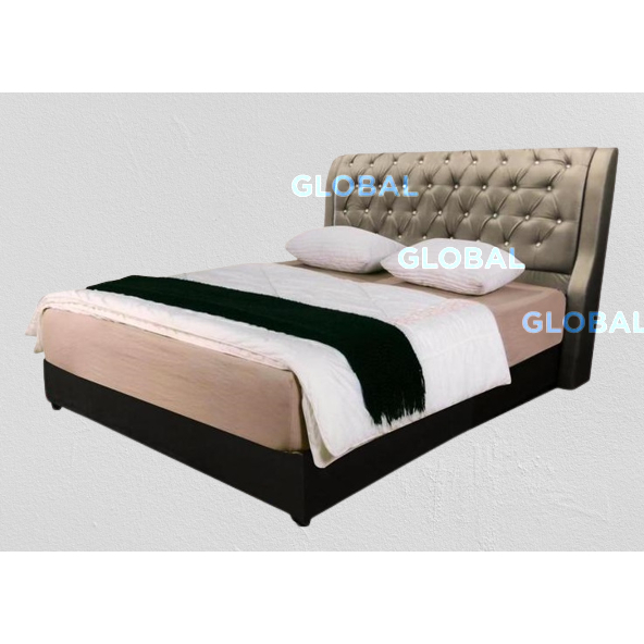 High Class PVC Queen Bed Headboard With Ear Katil Queen 8 Inch Base ...