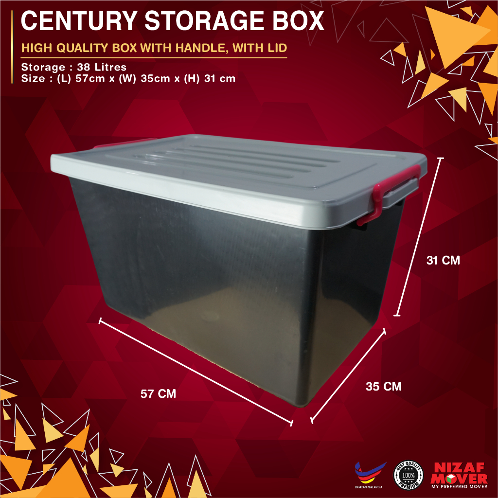 High Quality CENTURY Storage Box with Handle and Lid (38 Litre ...