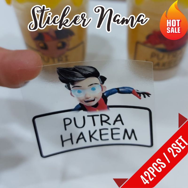 21pcs Name Sticker Waterproof / Sticker Label Nama Anak Corak Kartun ...