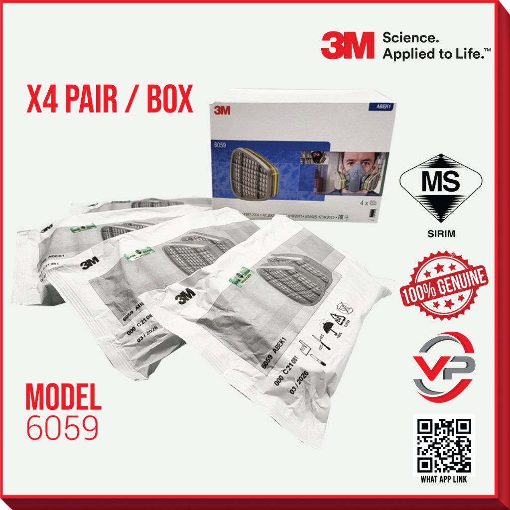 3M™ 6059 ABEK1 Multi Gas / Vapour Cartridge SIRIM DOSH COMPATIBLE 3M ...