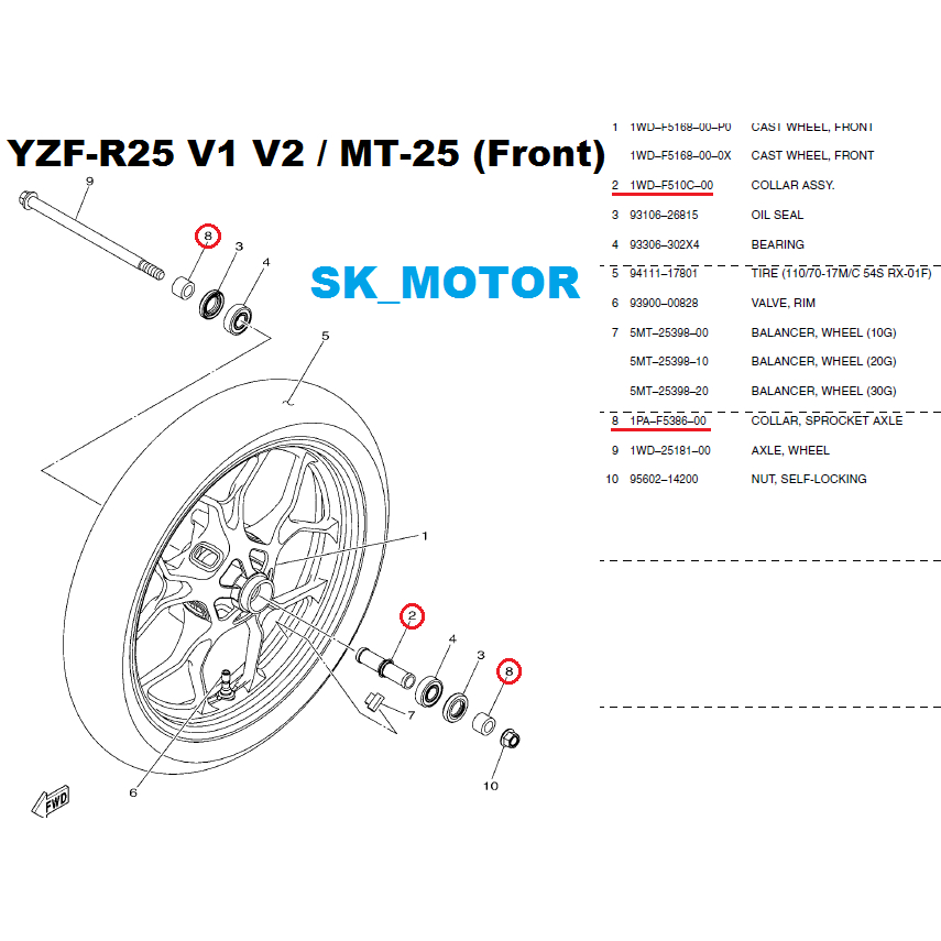 Yamaha YZF-R25 R25 V1 V2 R3 MT-25 MT-15 Original Front Rear Wheel Sport ...