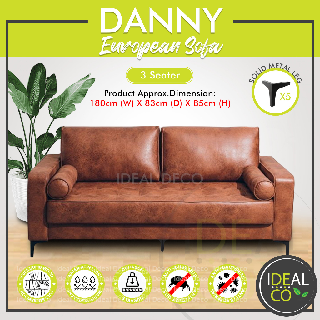 ( FREE Delivery + Free Gift ) Danny Sofa : Leather Look Fabric Solid ...