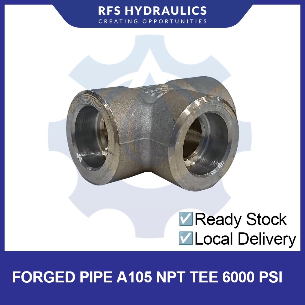 RFS Carbon Steel A105, 1/8" to 1 1/2" BSPP Female Tee, 3000 PSI, Forged ...