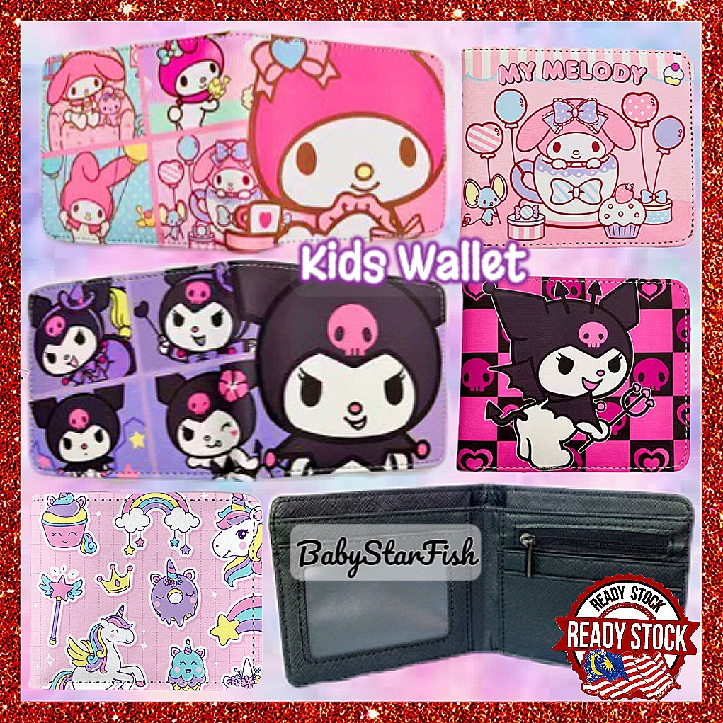 Ready Stocks Melody Kuromi Cute Unicorn wallet kids cartoon purse kids ...
