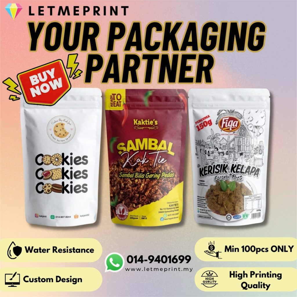PACKAGING MAKANAN | FOOD PACKAGING CUSTOM PRINT HARGA KILANG. MOQ ...