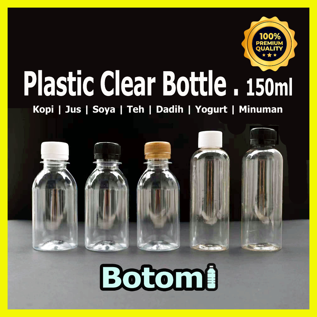150ml empty water PET bottle clear transparent plastic air botol ...