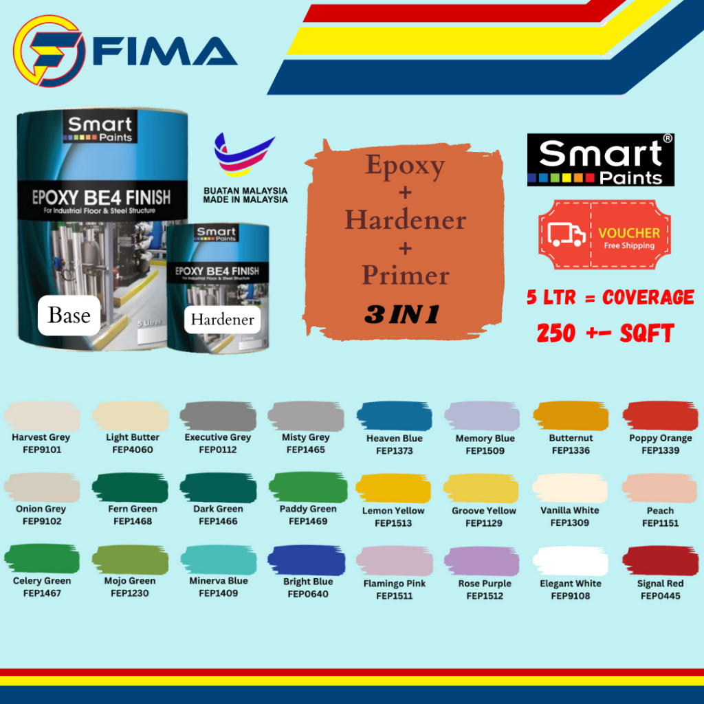 1L//5L SMART PREMIUM 3IN1 PRIMER EPOXY BE4 FLOOR PAINT CEMENT TILES ...