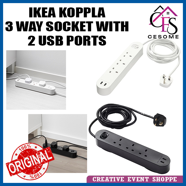 IKEA 💯Original ikea KOPPLA 3 /4 /6 Way Socket With Switch/2 USB Ports 3 ...
