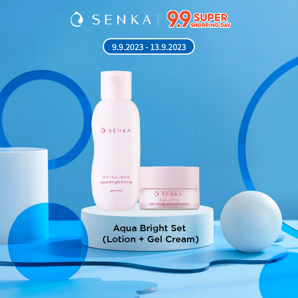 Senka Aqua Bright Glow Gel Cream (50g) + Senka Aqua Bright Lotion ...