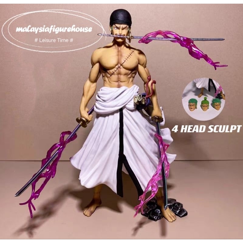 🔥BIG OFFER🔥26CM ONE PIECE RORONOA ZORO GHOST BACK 4 HEAD COPY RESIN ...
