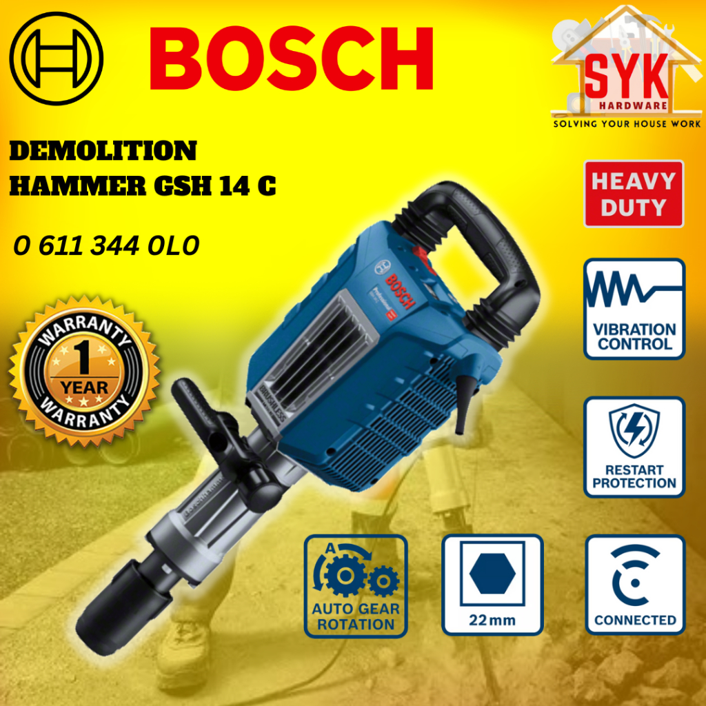 SYK Bosch GSH 14 C GSH14C Electric Demolition Hammer Concrete Breaker ...