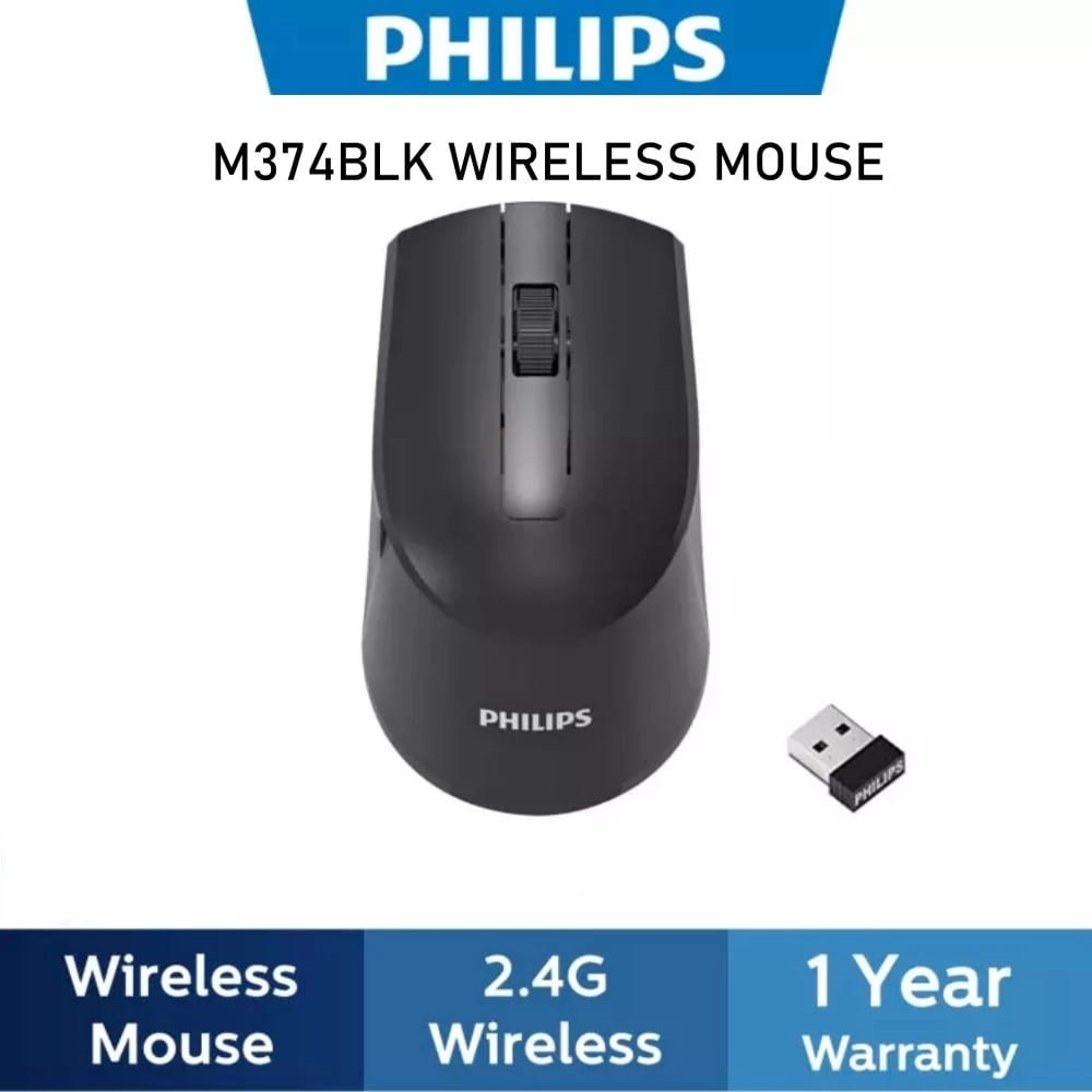 Philips M374BK Wireless Mouse M374 1600DPI LIKE LOGITECH M220 M221 M330 ...