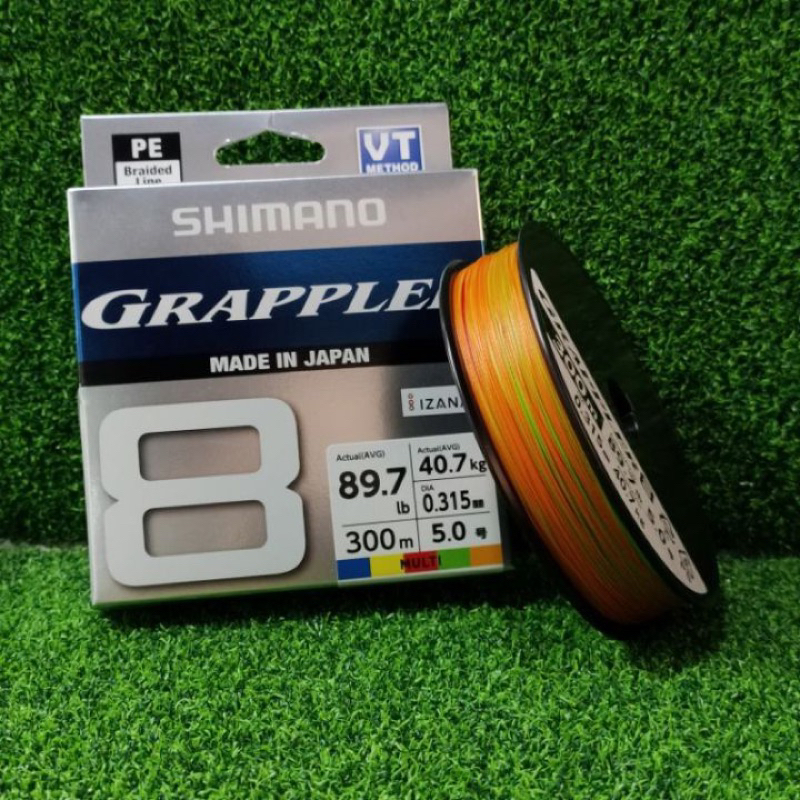 SHIMANO Grappler 8 PE Braided Line 300m Multicolor X8 8X Made in Japan Tali Benang Fishing Line ...