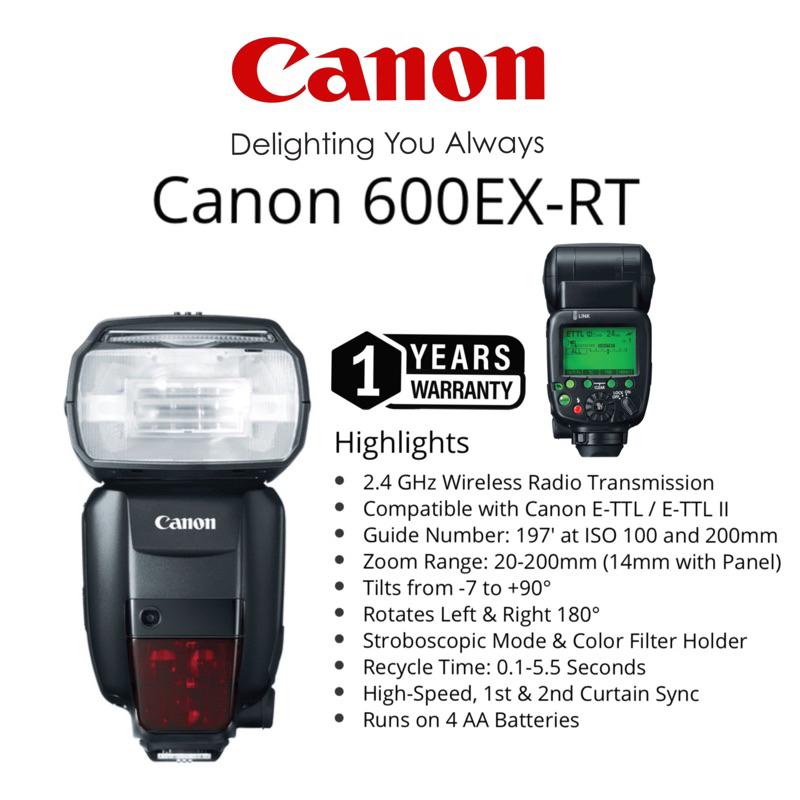 Canon 600 EX-RT 2.4 GHz Wireless Radio Transmission speedlite flaslight original (1 years ...