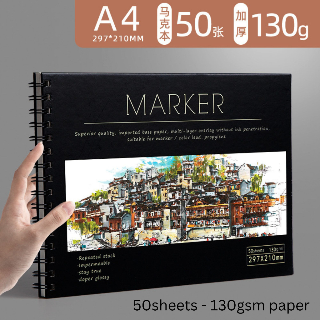 [Ready Stock] Marker Book 50Sheets 130gsm A5 A4 8K 16KMarker Pad Drawing Sketchbook Painting ...