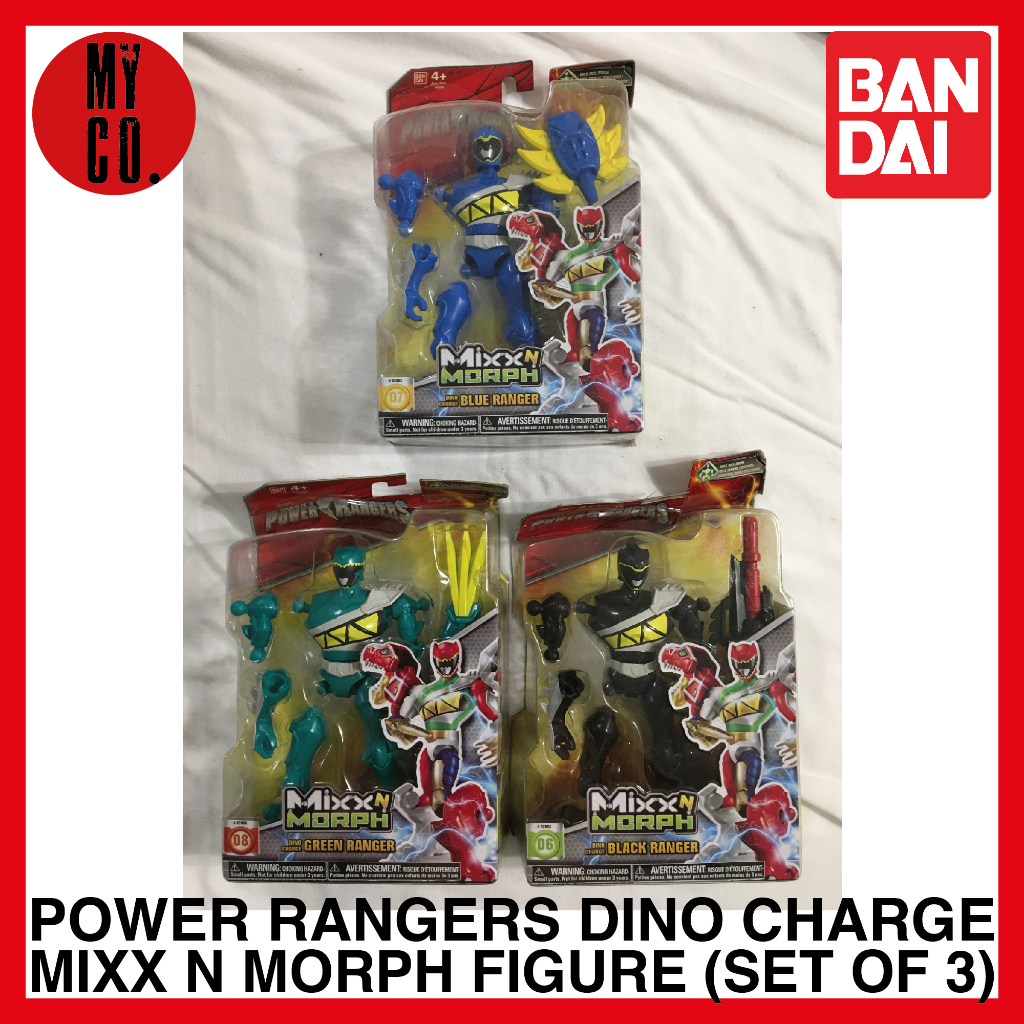 POWER RANGERS DINO CHARGE MIXX N MORPH FIGURE (SET OF 3) BANDAI BLACK ...