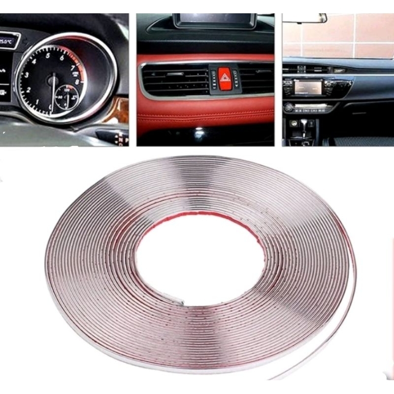 ⬛10mm lining chrome with doubletape (universal) | Shopee Malaysia