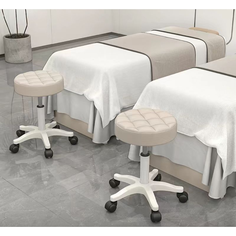 Round stool chair pu leather Bar stool swivel chair with wheels spa ...