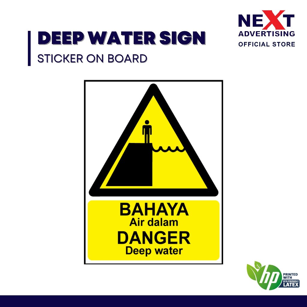 Danger Deep Water Warning Sign | Sticker On Board | Shopee Malaysia