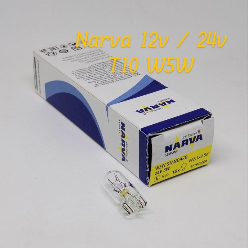 CS 1pc Narva 12V 24V T10 W5W 4090 Halogen Bulb Mentol Cucuk Lori Kereta ...