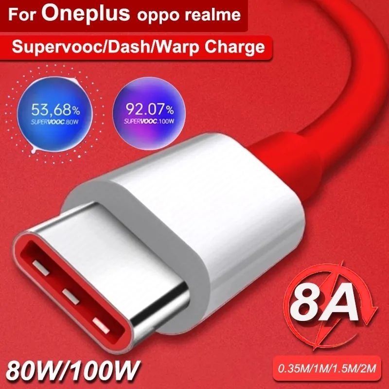 Oneplus 100W SuperVOOC Ultra Fast Charging Charger 8A Type-C USB Cable ...