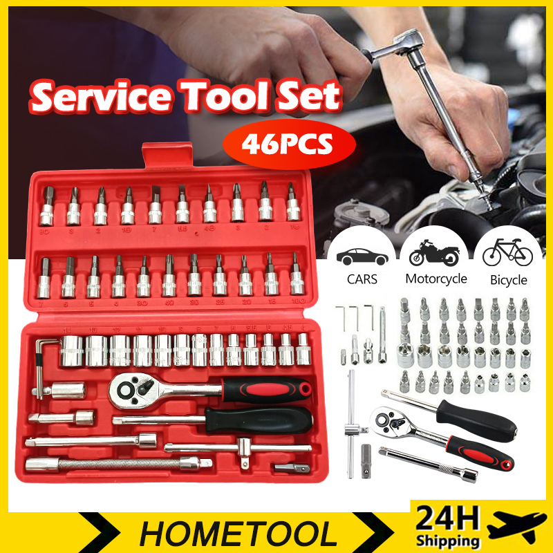 HOMETOOLMLK 46PCS Spanner Repair Tool Set Hand Tools Ratchet Wrench Set ...