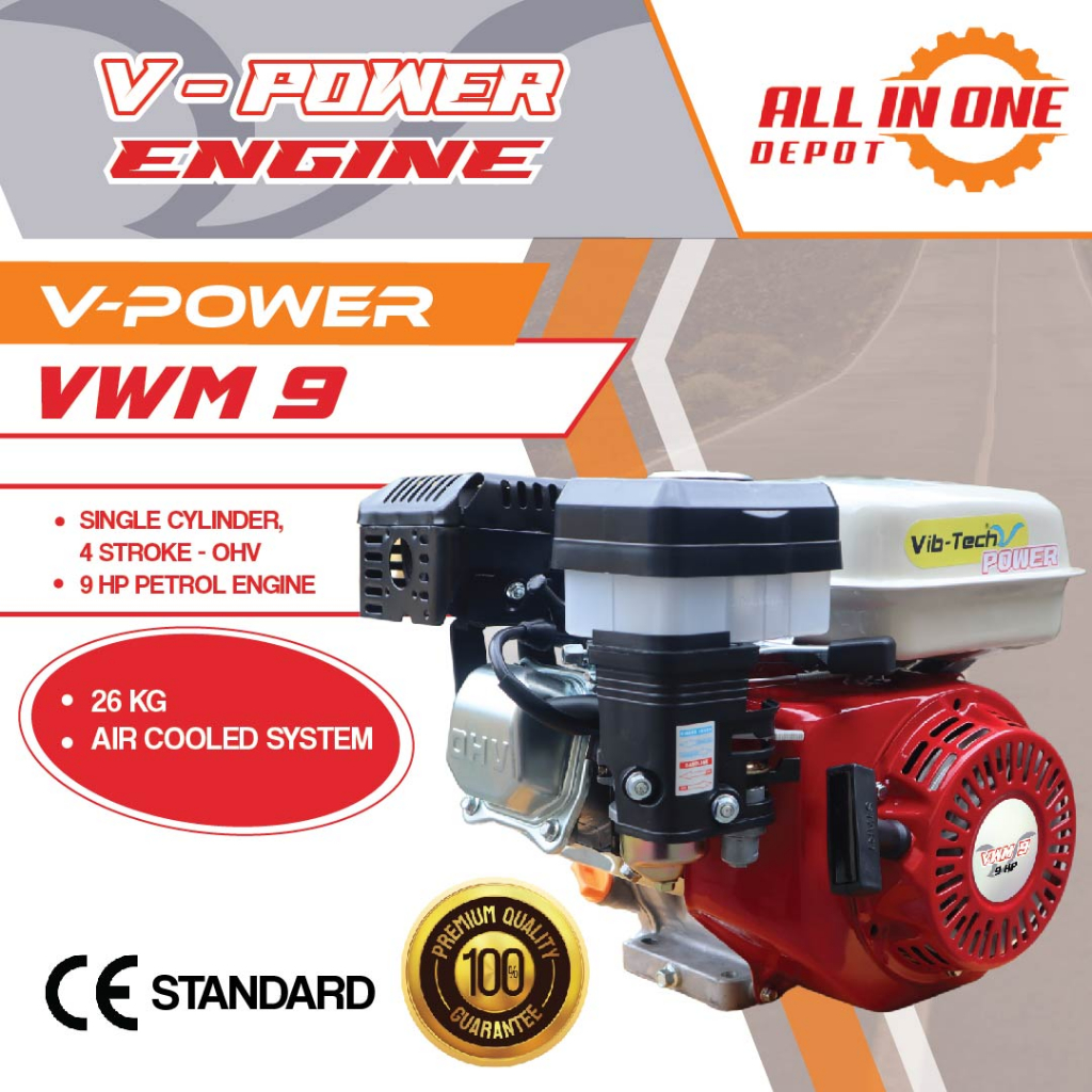 JAPAN TECHNOLOGY V-Power Petrol Engine VWM-9 Gasoline (9HP) 4-Stroke ...
