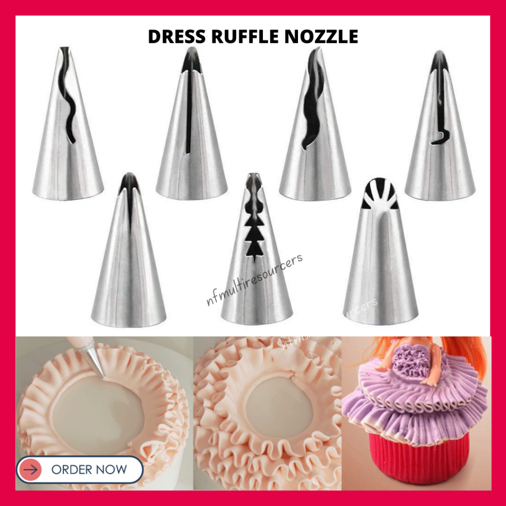 (7PCS) Ruffle Dress Icing Nozzle Set Stainless Stell Cake Decorating ...