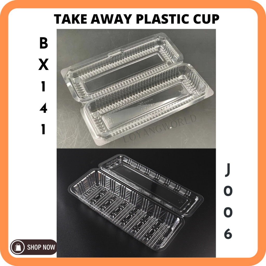 100pcs Bekas Kuih Plastic Container With Lock Disposable Plastic Clear ...