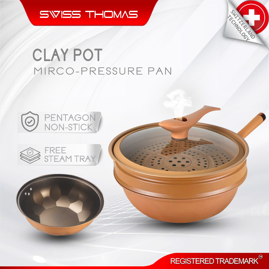 Clay Color Micro-Pressure Wok Non-Stick Pan Household Less Oil Smoke ...