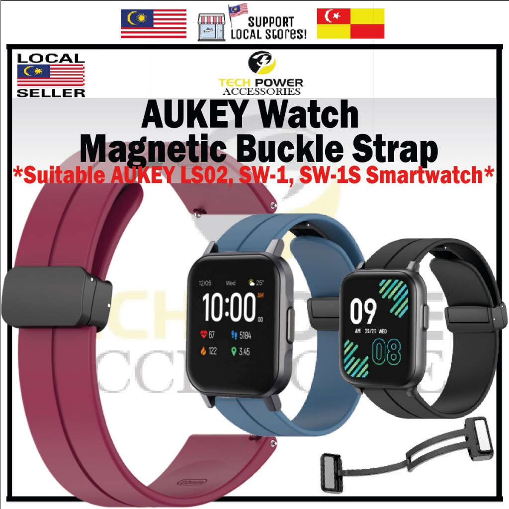 AUKEY LS02, SW-1, SW-1S Smartwatch Magnetic Buckle Silicon Strap / Tali ...