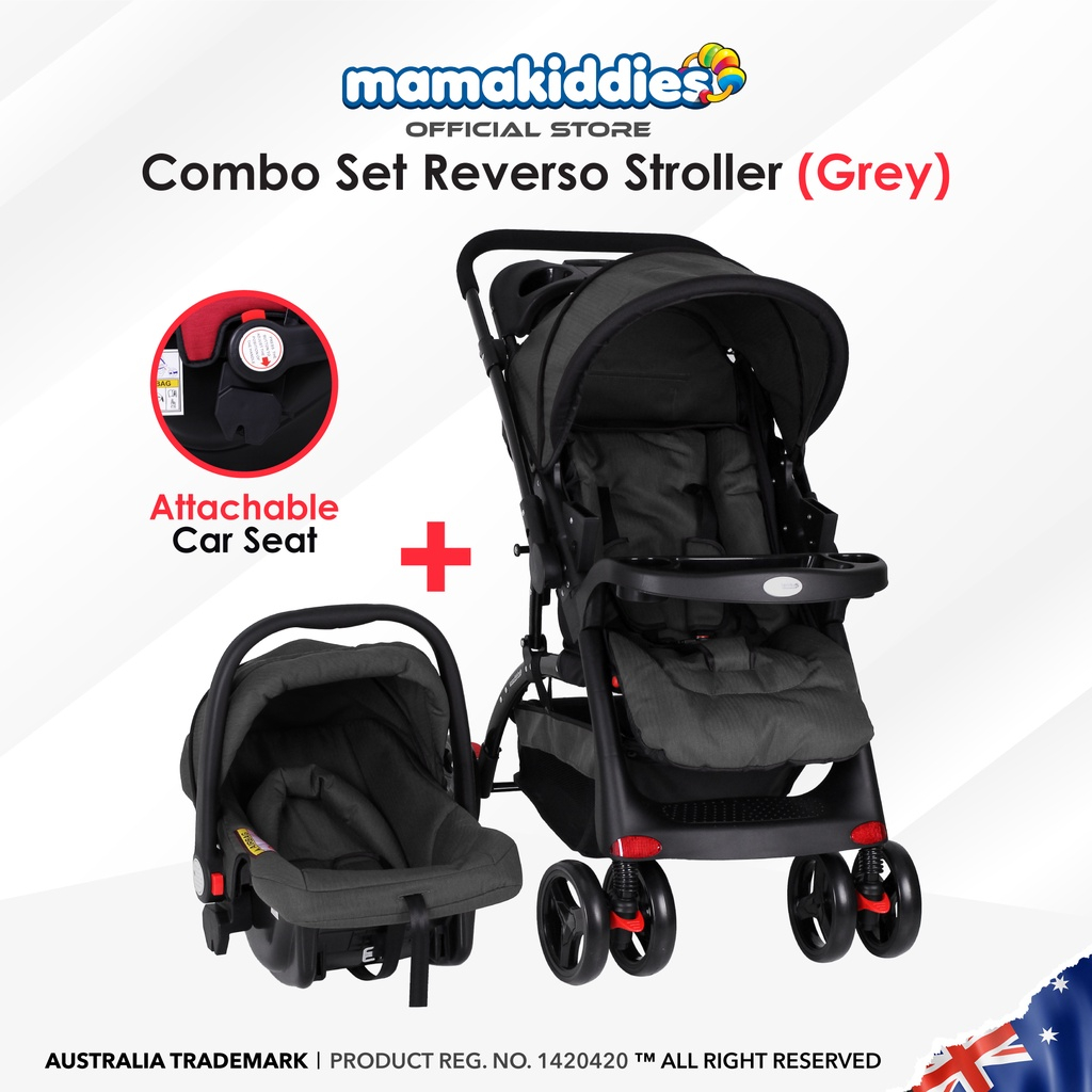 Mamakiddies Reverso Baby Stroller 2in1 Foldable Stroller Bayi With Baby Car Seat 2 Way Facing ...