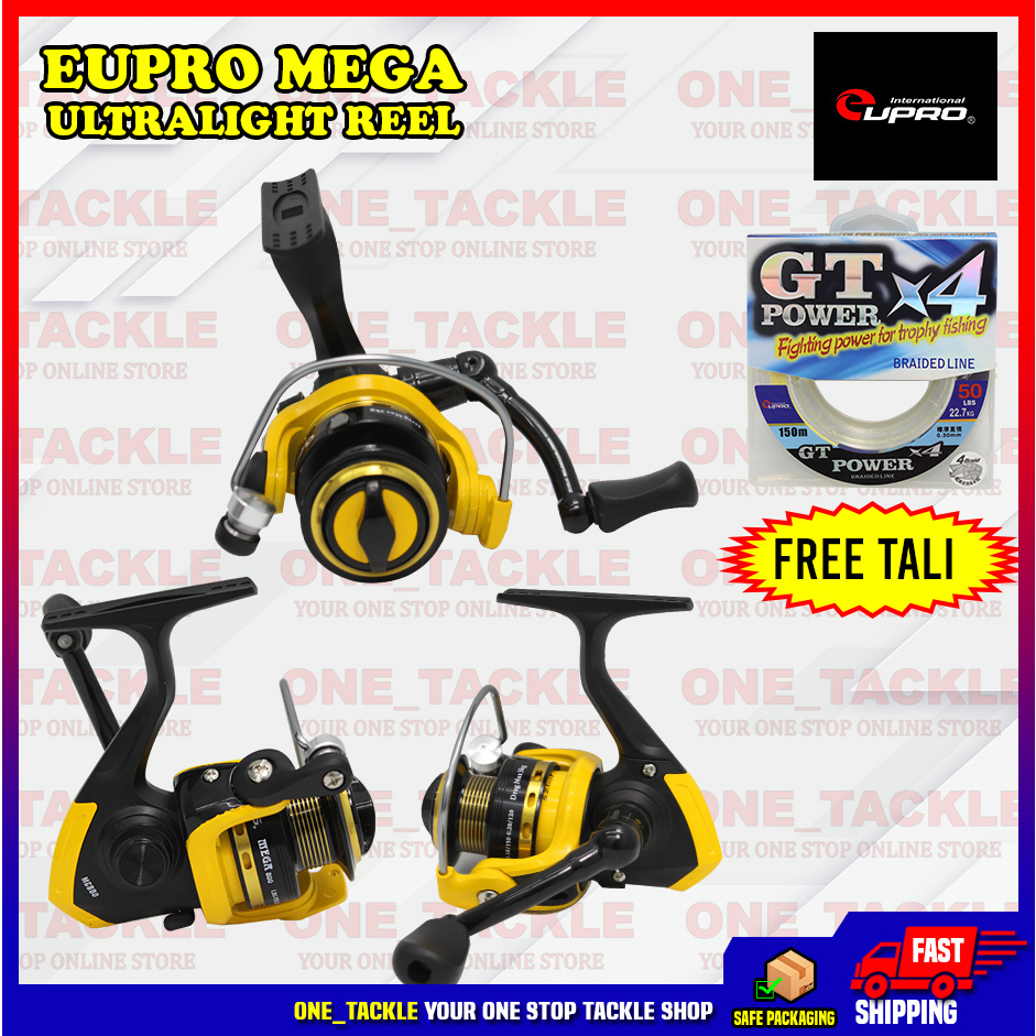 Eupro mega ultralight fishing reel + 150meter 50lb Gt power braided ...