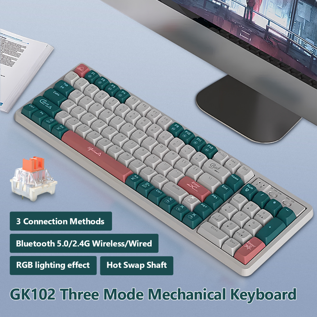 💥Local Stock💥Hotswap Wireless Mechanical Keyboard 102Keys RGB Backlight ...