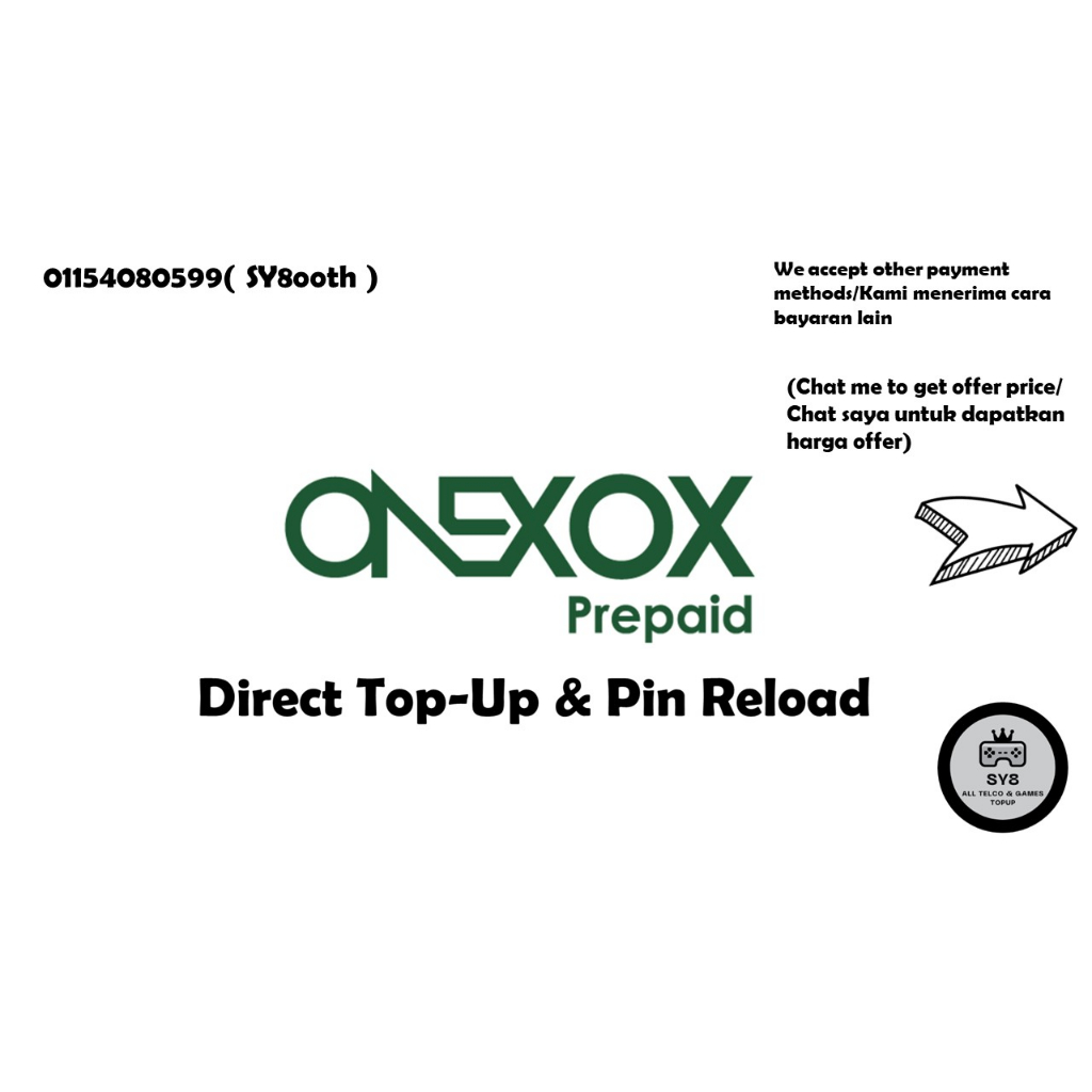 [SY8] ONEXOX prepaid direct topup/pin reload |RM5/RM10/RM30/RM50/RM100 ...