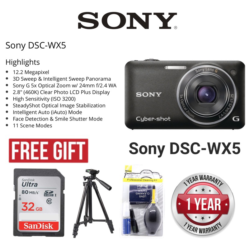 Sony Cybershot DSC-WX5 F/2.6 Exmor R Cmos Sensor G lens original (1 ...