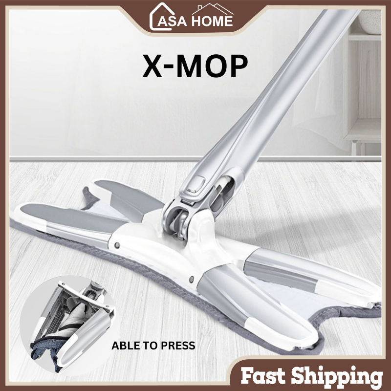 X Shape Lazy Mop 360 degree cleaning Hand Free Self- Twisting Flat Mop ...