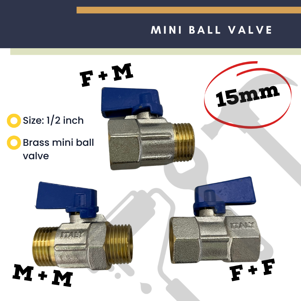 1/2" Mini ball valve | Brass mini ball valve | Female x Female | Male x ...