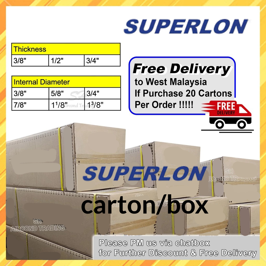 [Box] [Carton] SUPERLON Insulation For Aircond Piping / Pipe Hitam ...