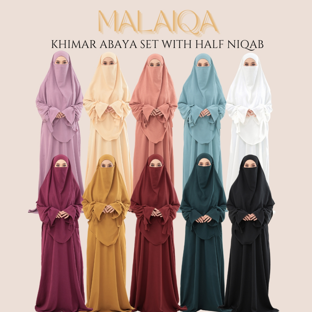 NIQABBIA MALAIQA ABAYA & FRENCH KHIMAR 2 LAYER (FREE HALF NIQAB ...