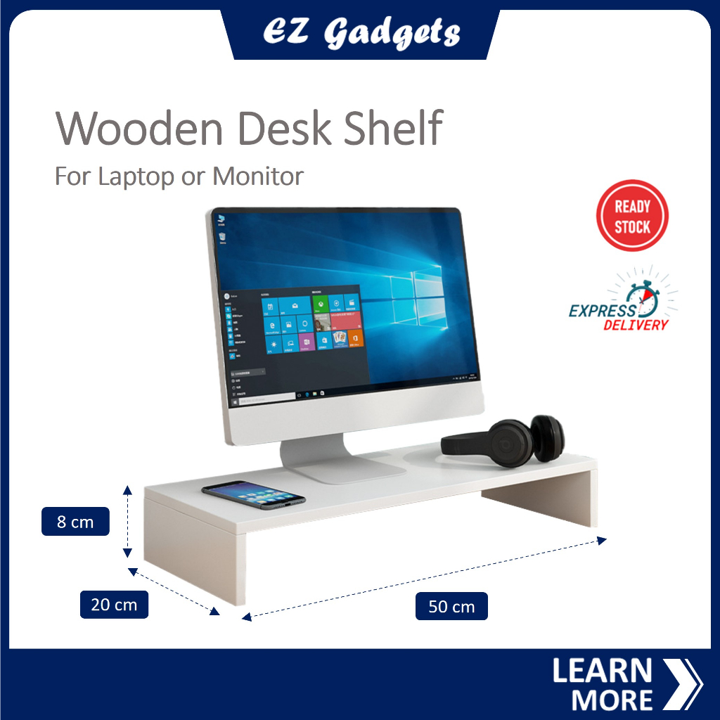 [Ready Stock] Wooden Desk Shelf Laptop Stand Monitor Height Riser Shelf ...
