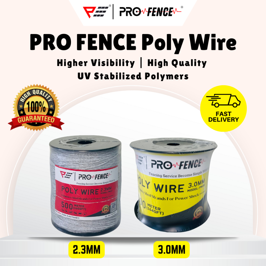 ProFence Polywire 2.0MM 2.3MM 3.0MM 500Meter Electric Fence Wire Poly ...